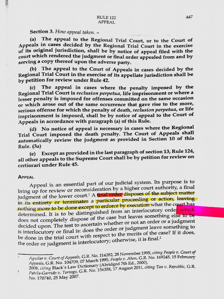 Rule 122 | PDF | Appeal | Judgment (Law)