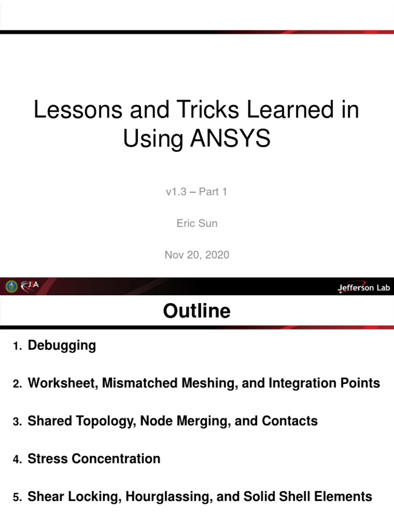 Lessons Learned of ANSYS v1.3 Part 1 | PDF | Matrix (Mathematics ...
