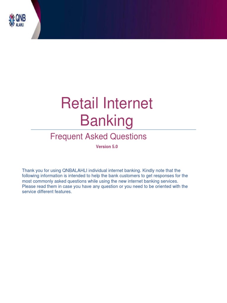 Retail Internet Banking FAQ Guide | PDF | Banks & Banking | Online Banking