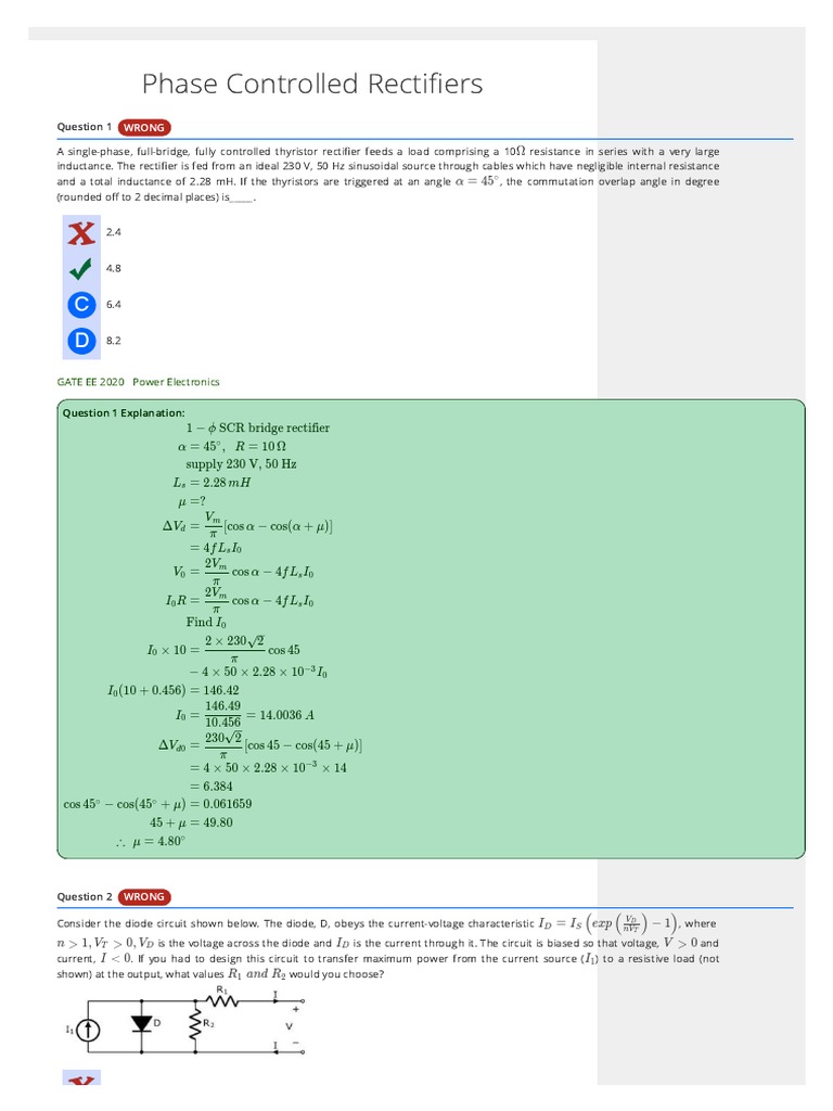 PYQ Phase Controlled Rectifiers | PDF | Power Electronics | Rectifier