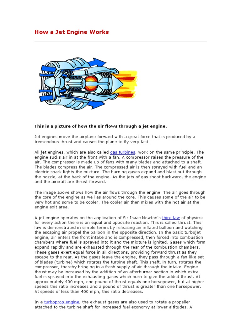 How A Jet Engine Works | PDF | Jet Engine | Thrust