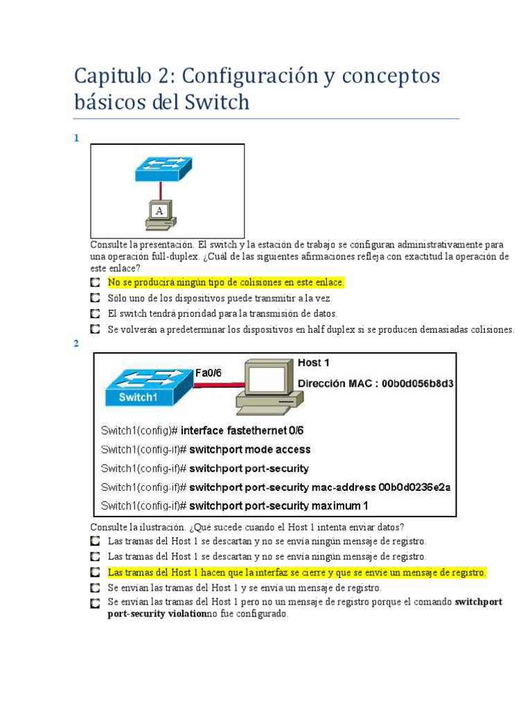 Examen Capitulo 2 Ccna3 Pdf Conmutador De Red Enrutador Computación