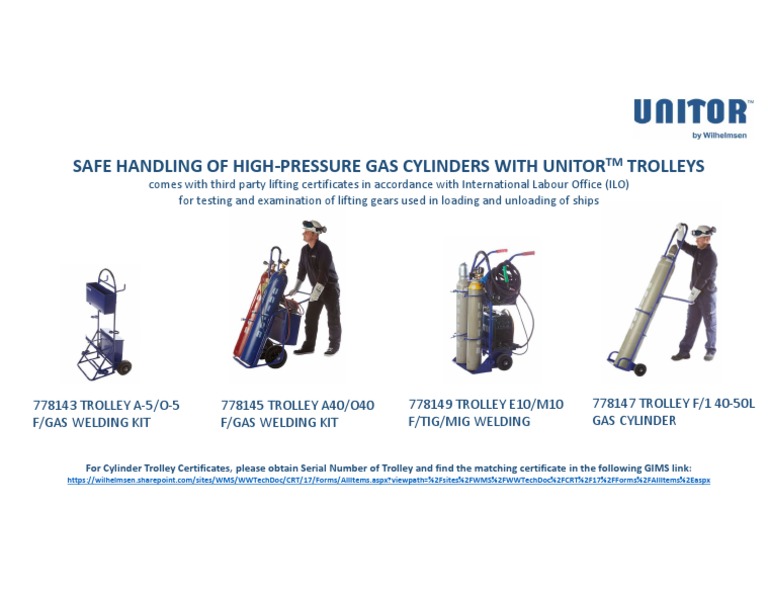 Safe Handling of High-Pressure Gas Cylinders With Unitor Trolleys | PDF