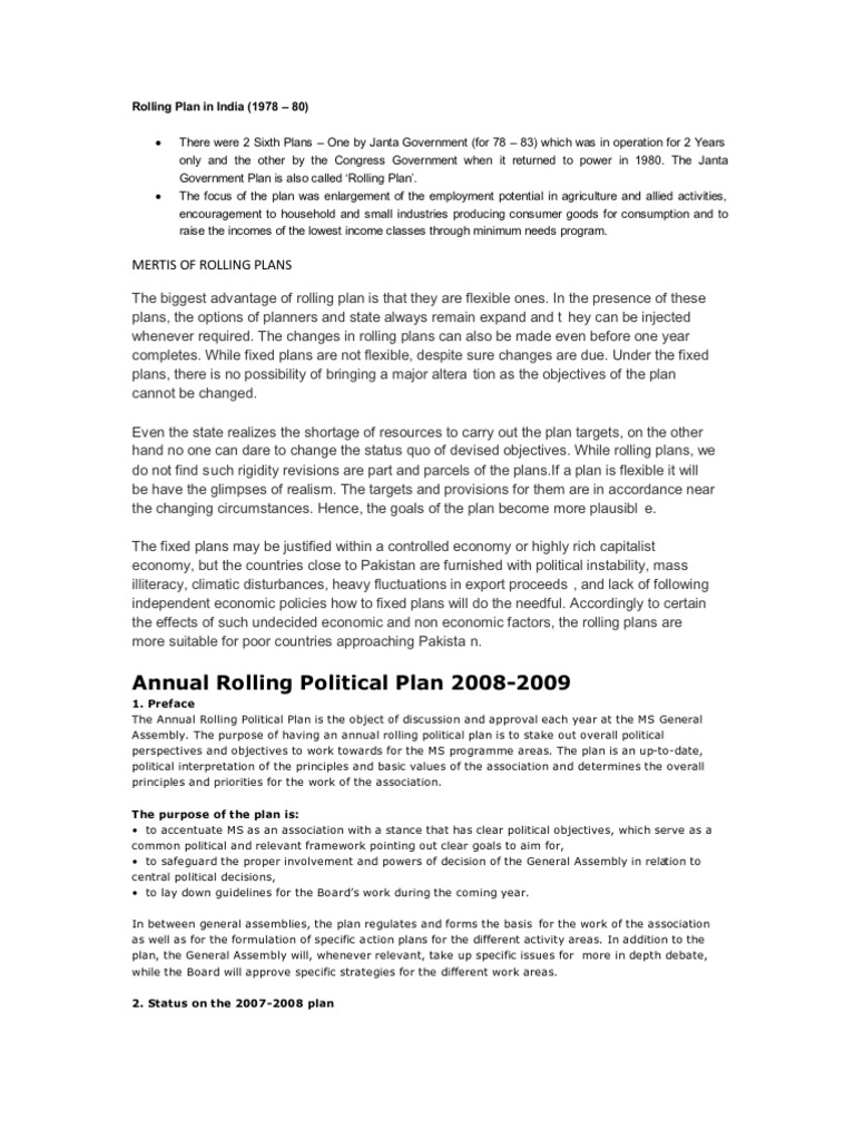 Rolling Plan in India | PDF | Fundraising | United Nations General Assembly