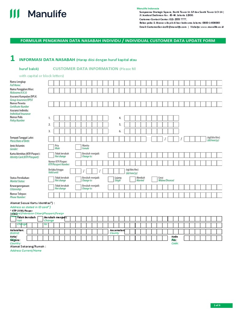 Customer Data Information: Formulir Pengkinian Data Nasabah Individu ...
