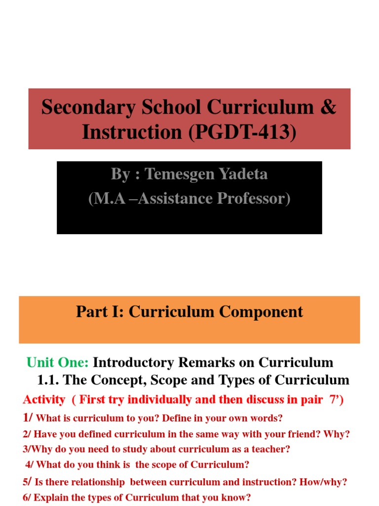 Secondary School Curriculum Instruction | PDF | Curriculum | Learning