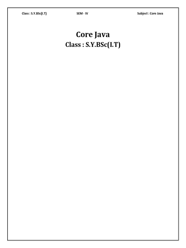 Bsc It Sem Iv Core Java Pdf Java Virtual Machine Class Computer Programming