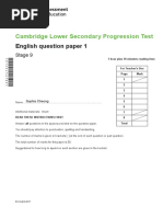 Secondary Progression Test - Stage 9 English Paper 2 | PDF | Writing ...