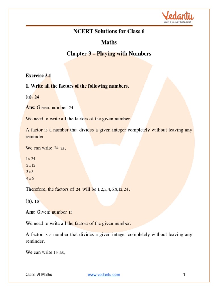 Class 6 - Maths - Playing With Numbers | PDF | Prime Number | Numbers