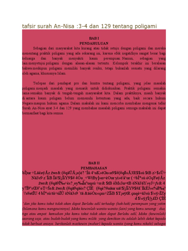 Tafsir Surah An NISA DAN POLIGAMI | PDF