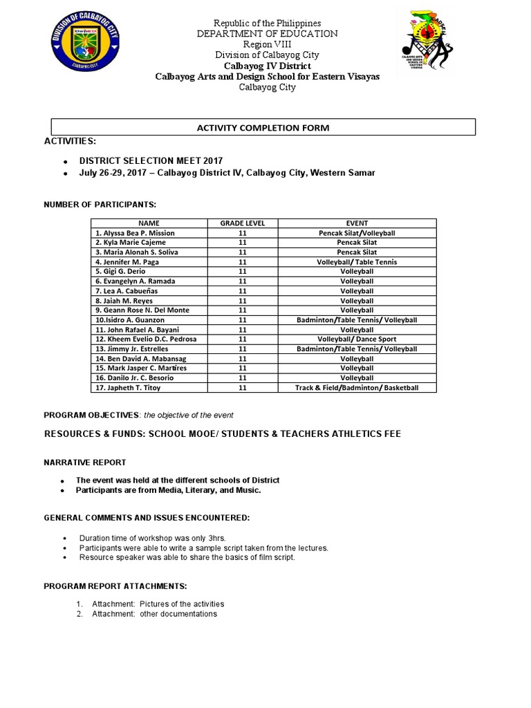 Acr District Selection Meet 2017 | PDF | Entertainment | Sports