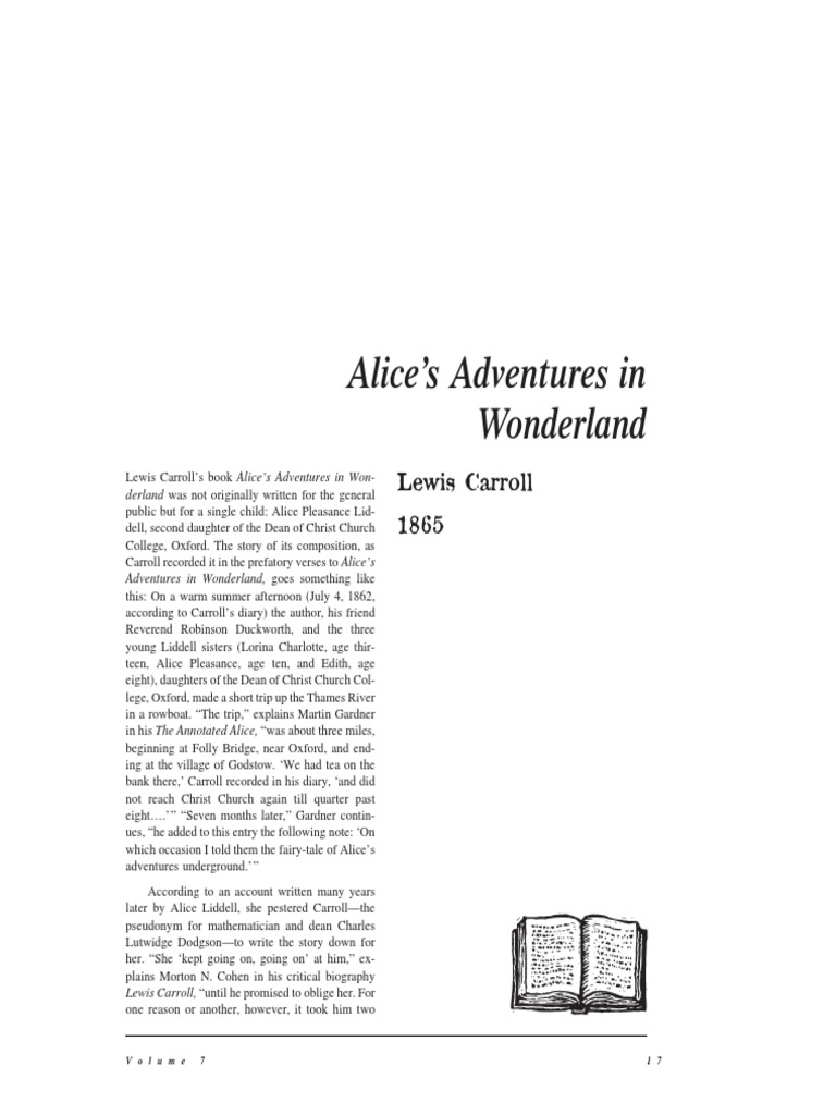 Alice's Adventures in Wonderland: Lewis Carroll 1865 | PDF | Alice's ...