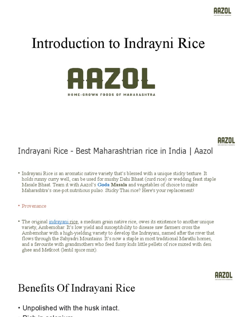 Indrayani Rice - Best Maharashtrian Rice in India - Aazol | PDF | Rice ...
