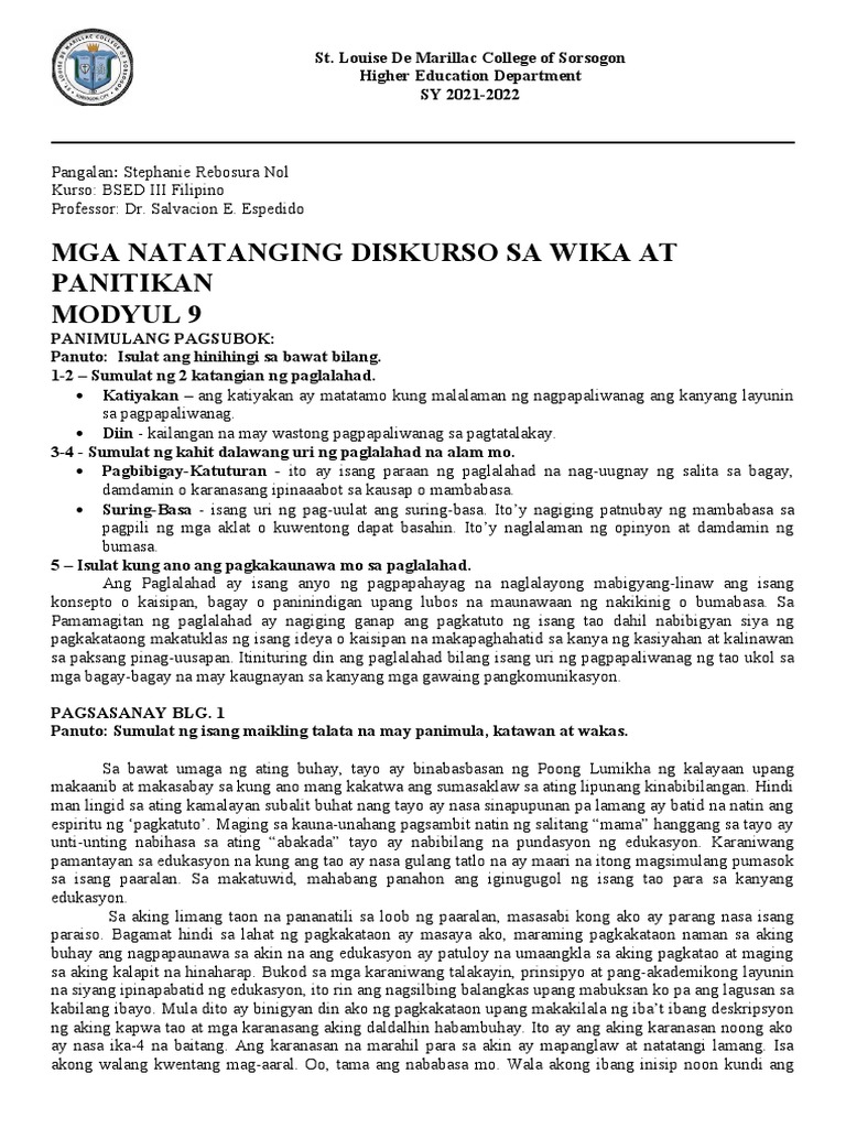 Natatanging Diskurso | PDF