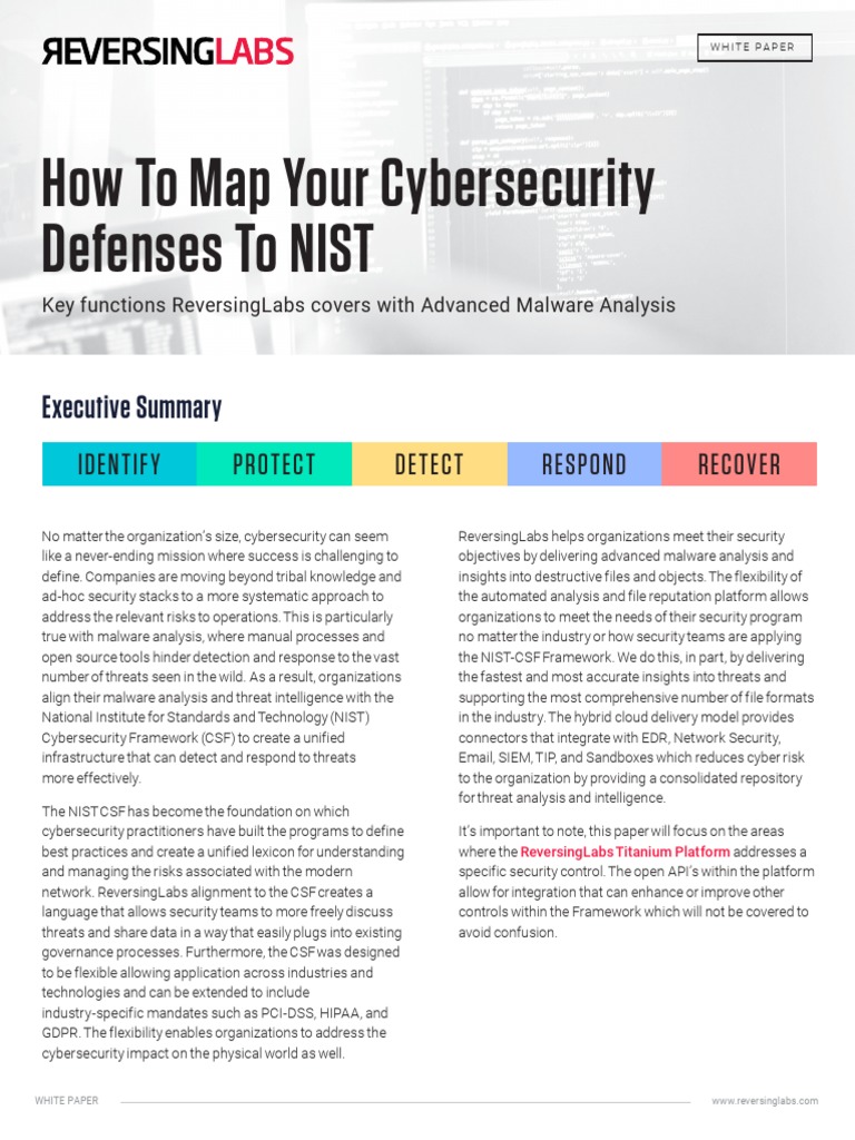 How To Map Your Cybersecurity Defenses To NIST: Executive Summary ...