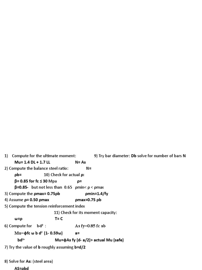 Steps in Design of Rectangular Beam Reinforced For | PDF | Economic ...