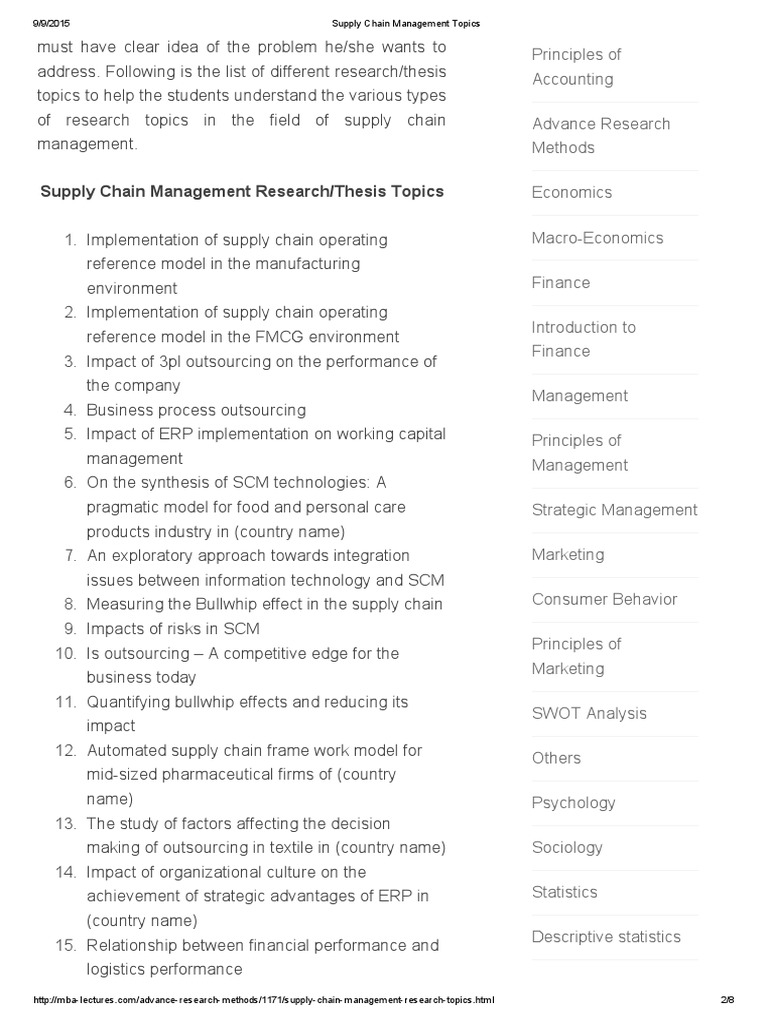 Supply Chain Management Topics Pdf Supply Chain Supply Chain