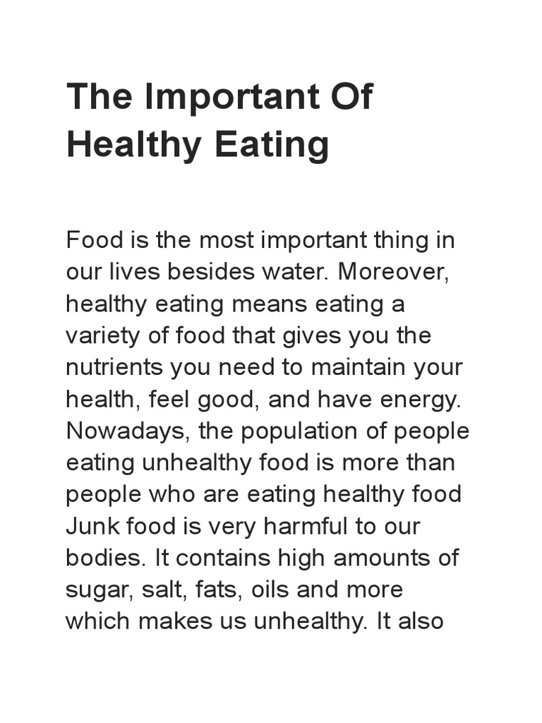 Speech On Healthy Eating | PDF | Foods | Healthy Diet