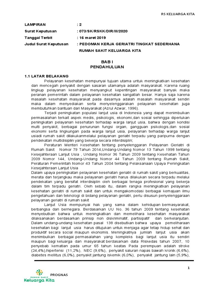 Geriatric Care Guidelines at Family Hospital | PDF