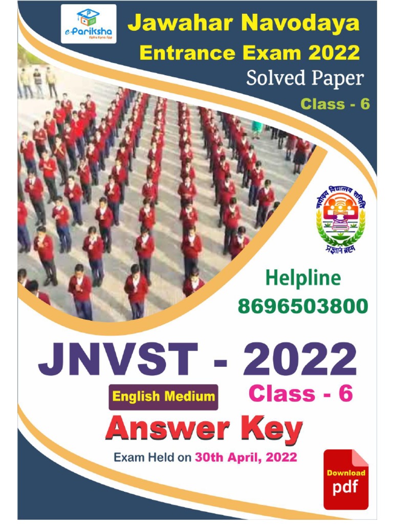 Navodaya 2022 Class 6 Question Paper English | PDF | Numbers | Snake