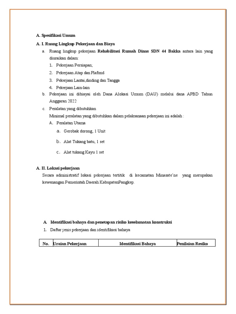 Spesifikasi Pekerjaan Atap Eternit | PDF