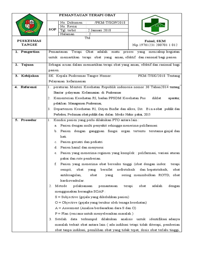Sop 3.10.15 Pemantauan Terapi Obat | PDF