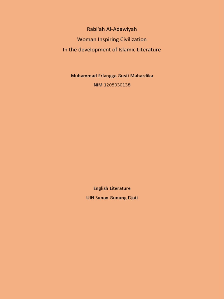 Rabiah Al Adawiyah Woman Inspiring Civilization in The Development of ...