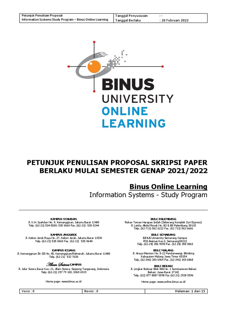 Panduan Proposal Skripsi Binus | PDF