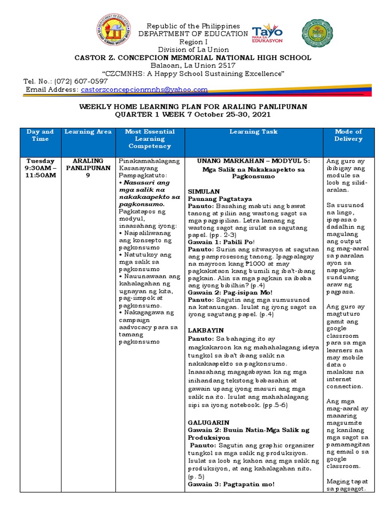 WHLP Ap9 Q1 WK7 | PDF
