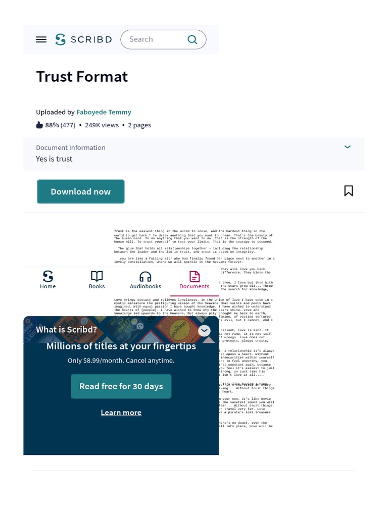 Trust Format - PDF - Love | PDF | Love | Scribd