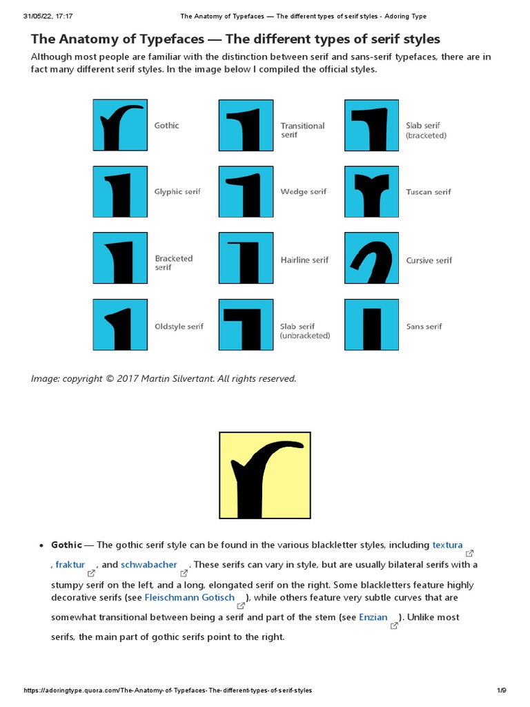 The Anatomy of Typefaces - The Different Types of Serif Styles - Adoring Type | PDF | Serif ...