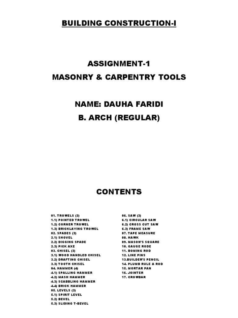 Stone Masonry Tools | Download Free PDF | Masonry | Mortar (Masonry)