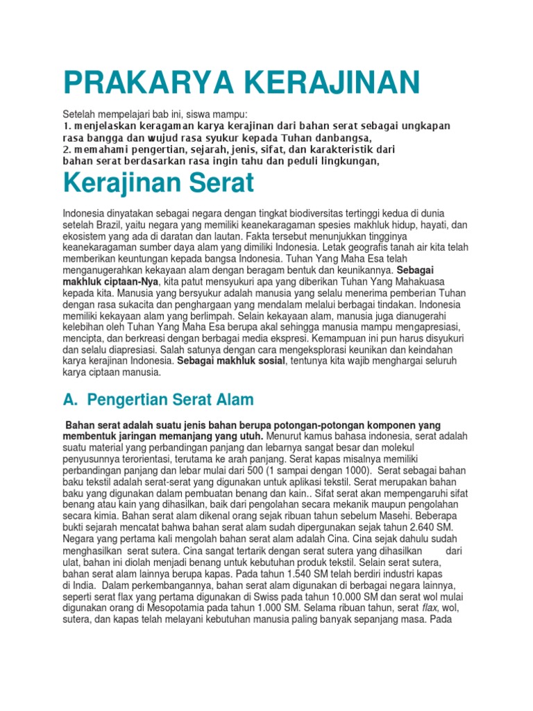 Kerajinan Serat Alam untuk Kelas 7 | PDF