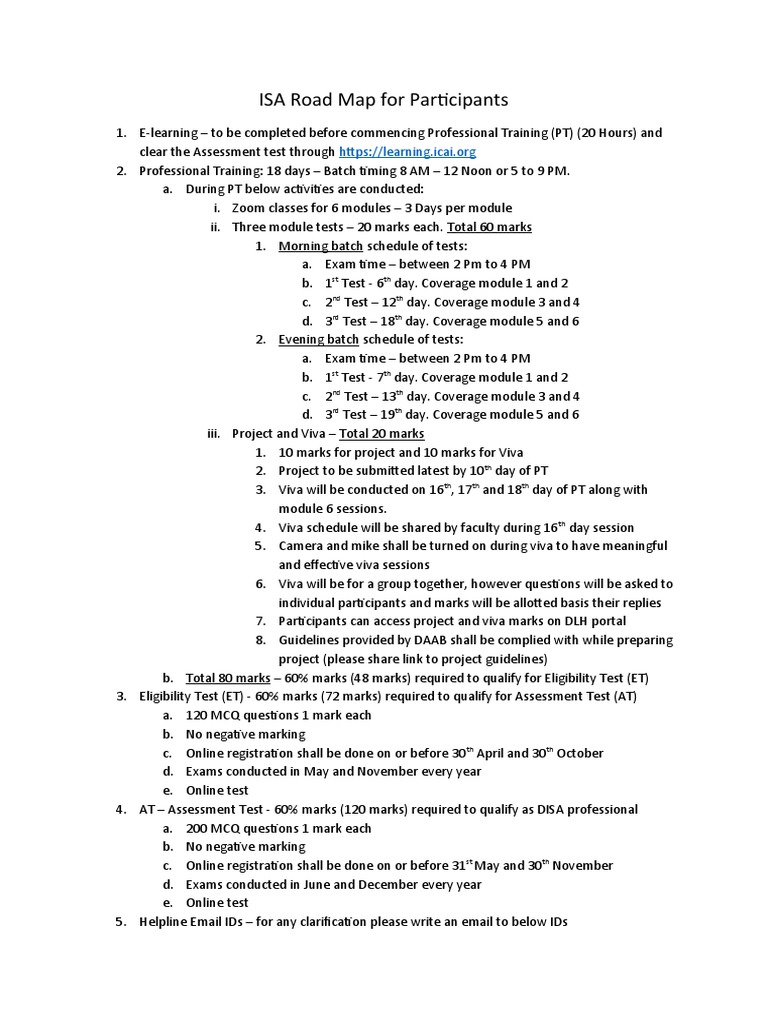 ISA Road Map For Participants | PDF