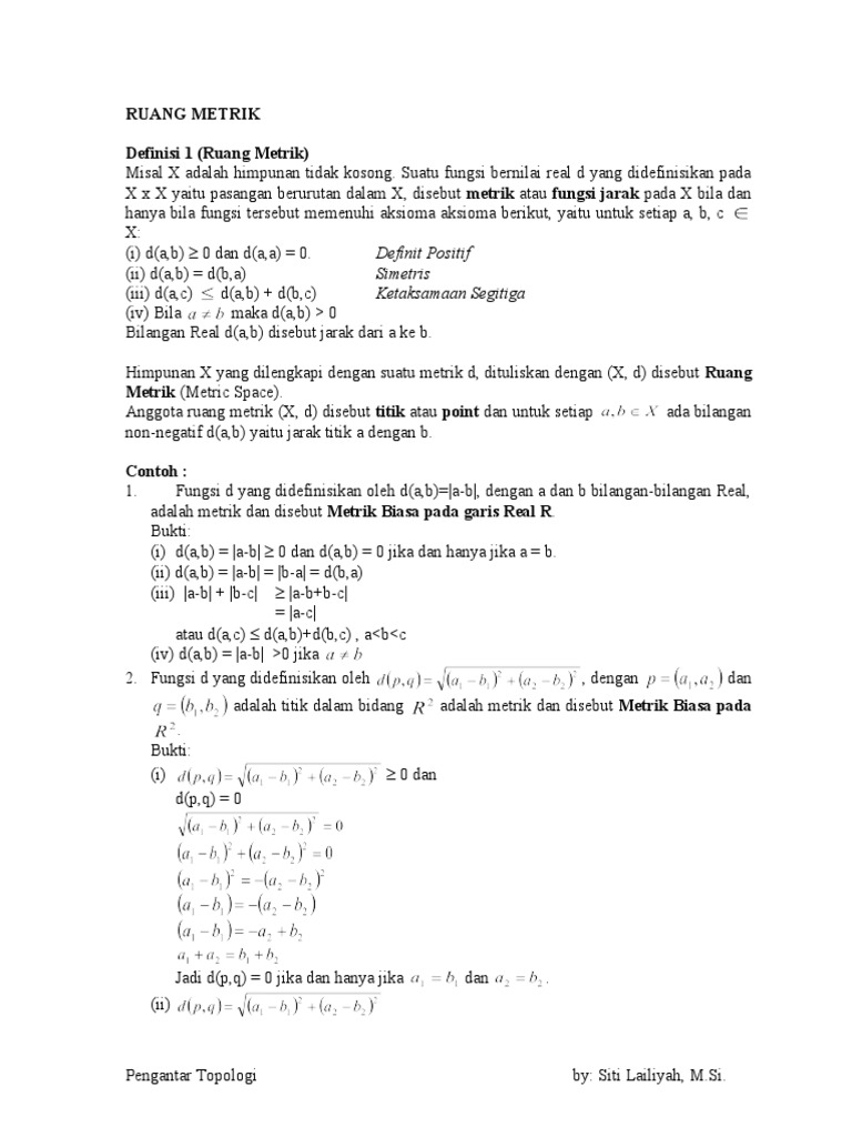 Pengantar Ruang Metrik | PDF