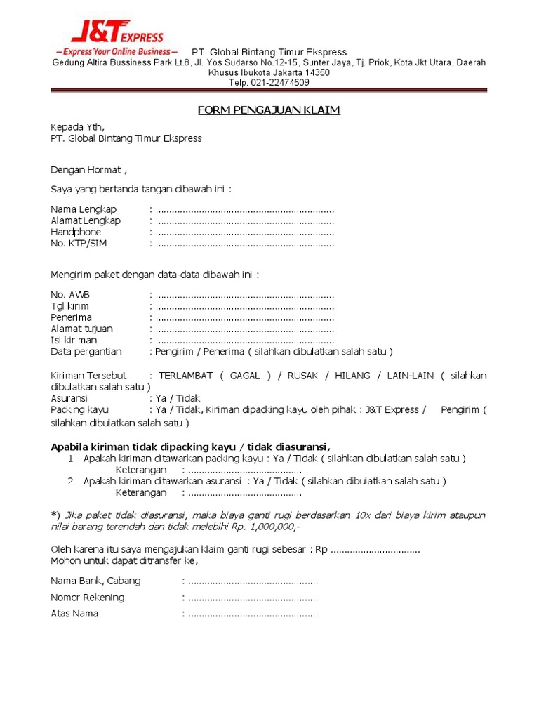 Form Claim (JKT-STAR) | PDF