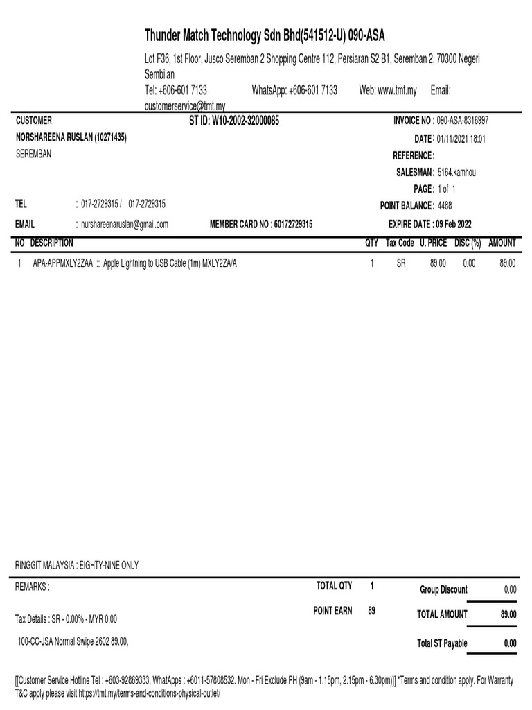 Thunder Match Technology SDN BHD (541512-U) 090-ASA | PDF