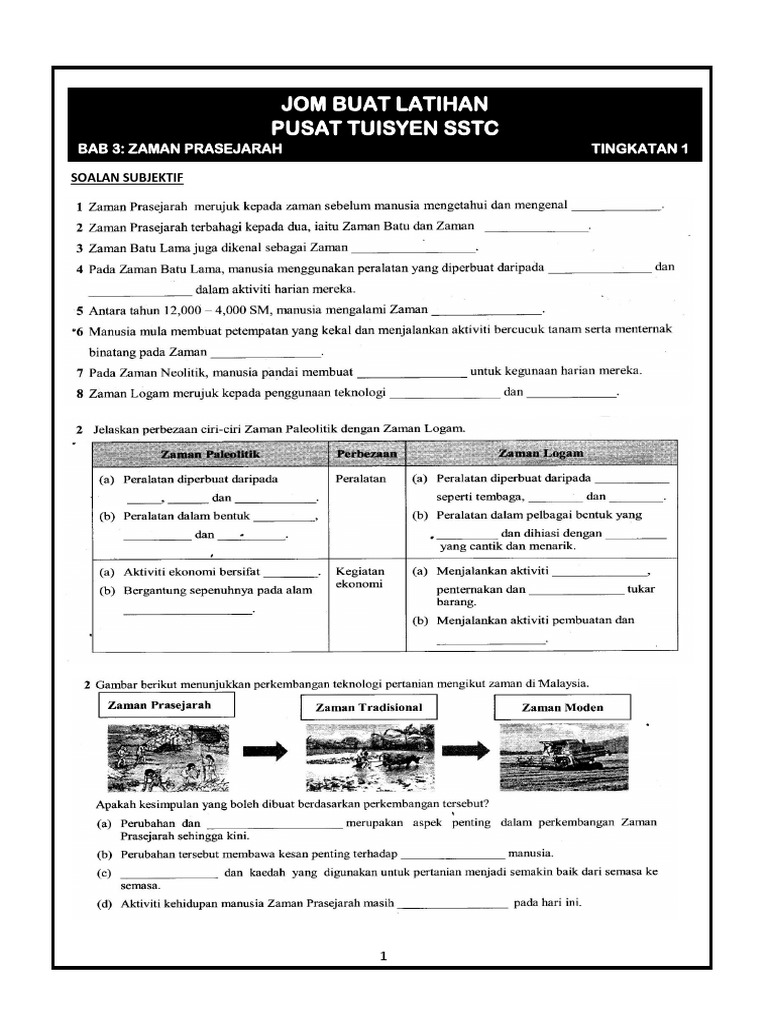 Latihan Sejarah Bab 3 Ting 1 | PDF