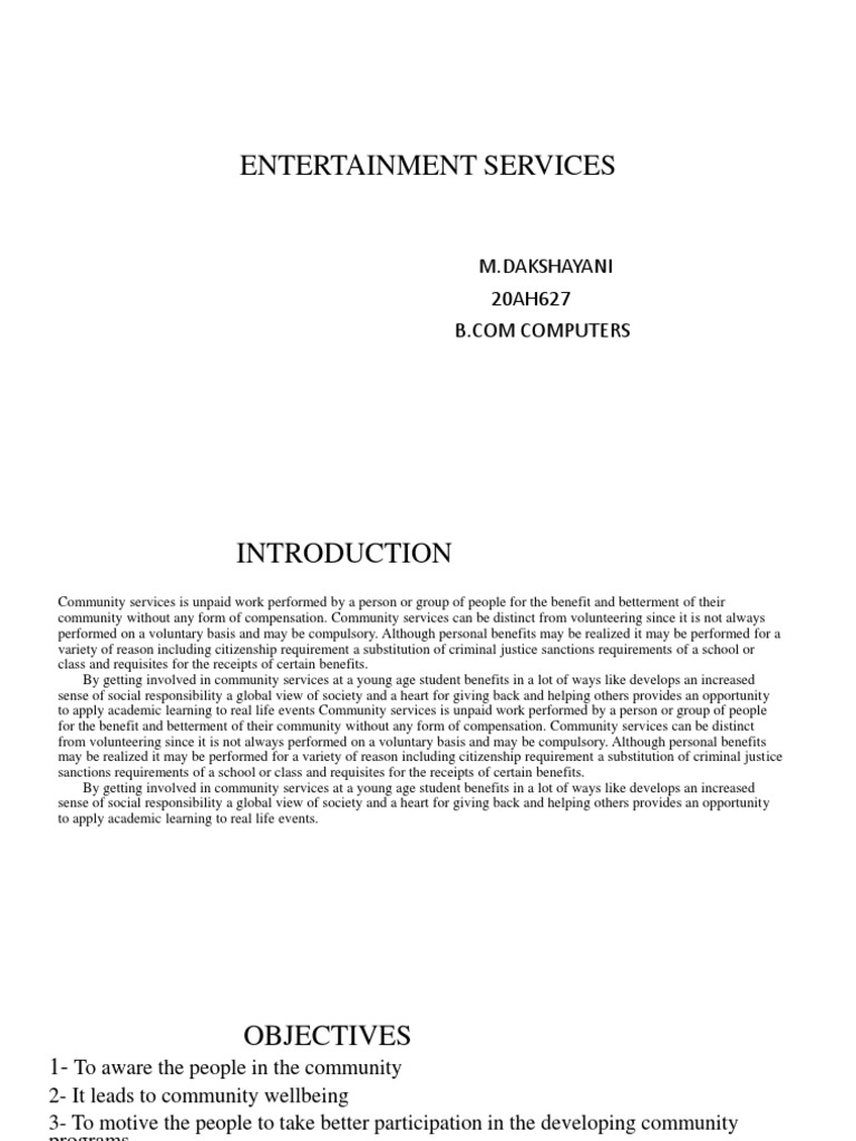 Entertainment Services | PDF