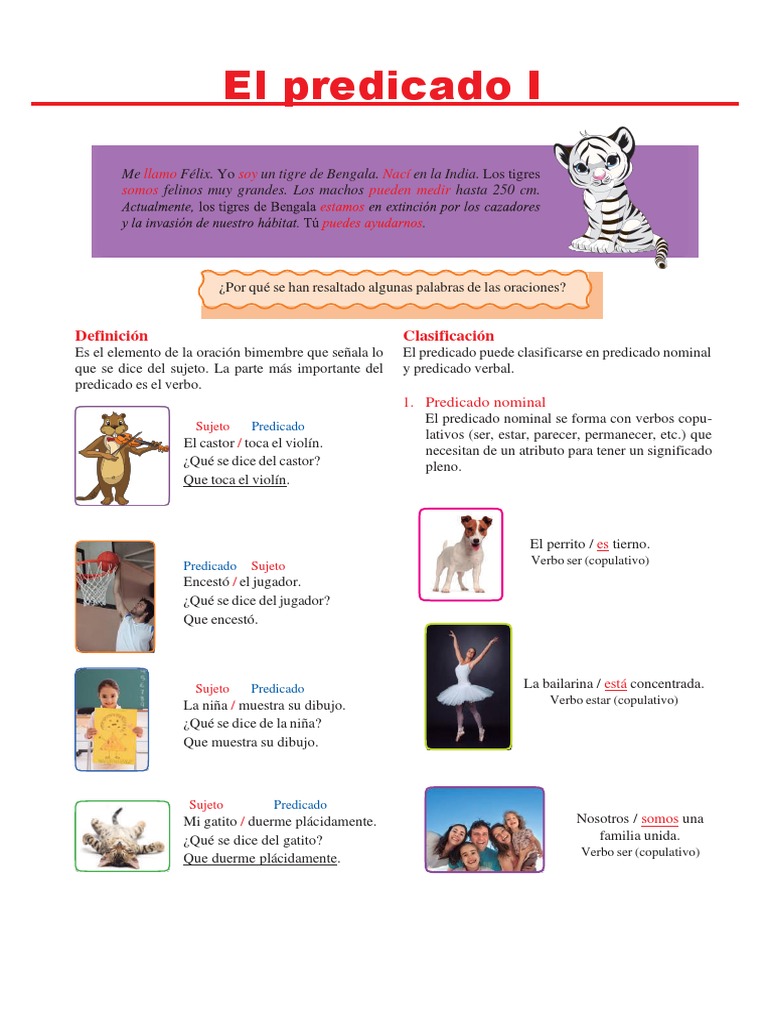 El Predicado Ficha | PDF | Predicado (Gramática) | Verbo