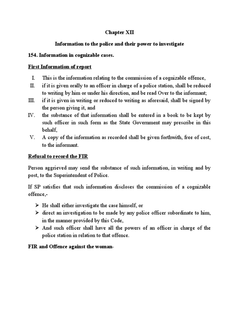 Information To The Police and Their Power To Investigate | PDF | Bail ...