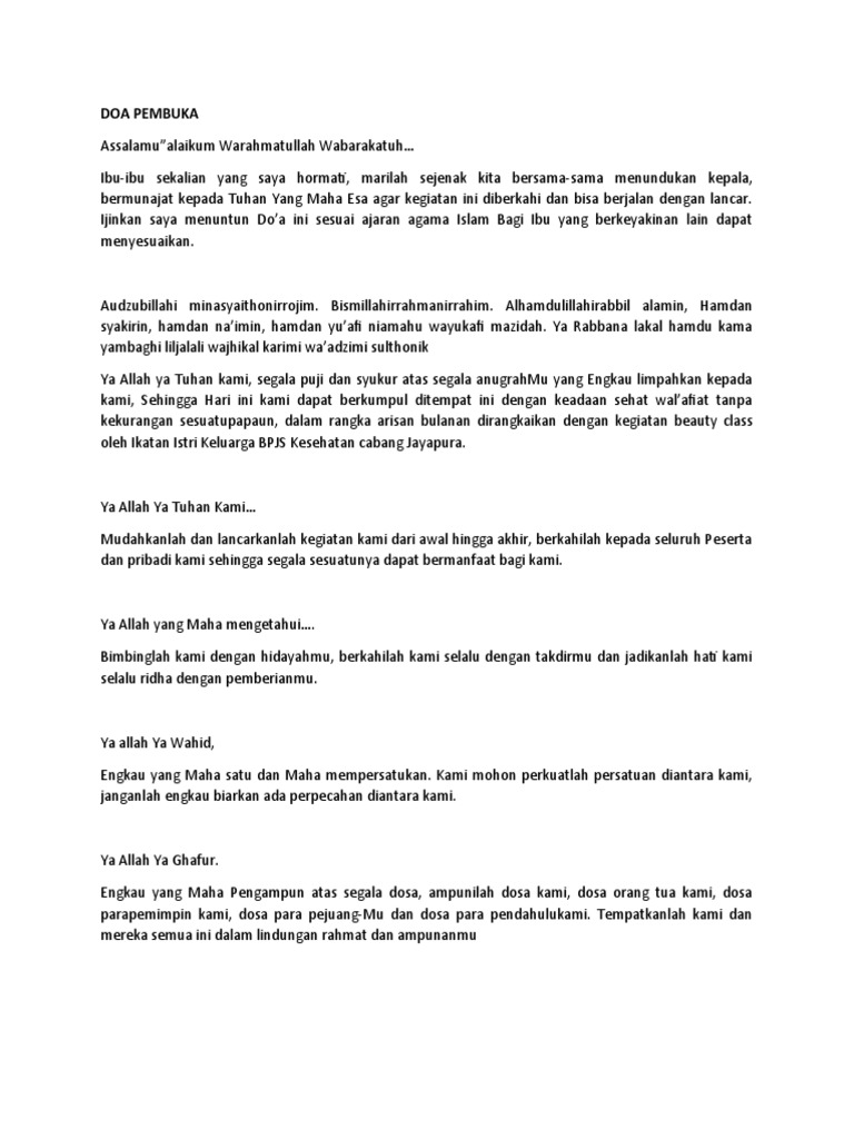 Doa Pembuka | PDF