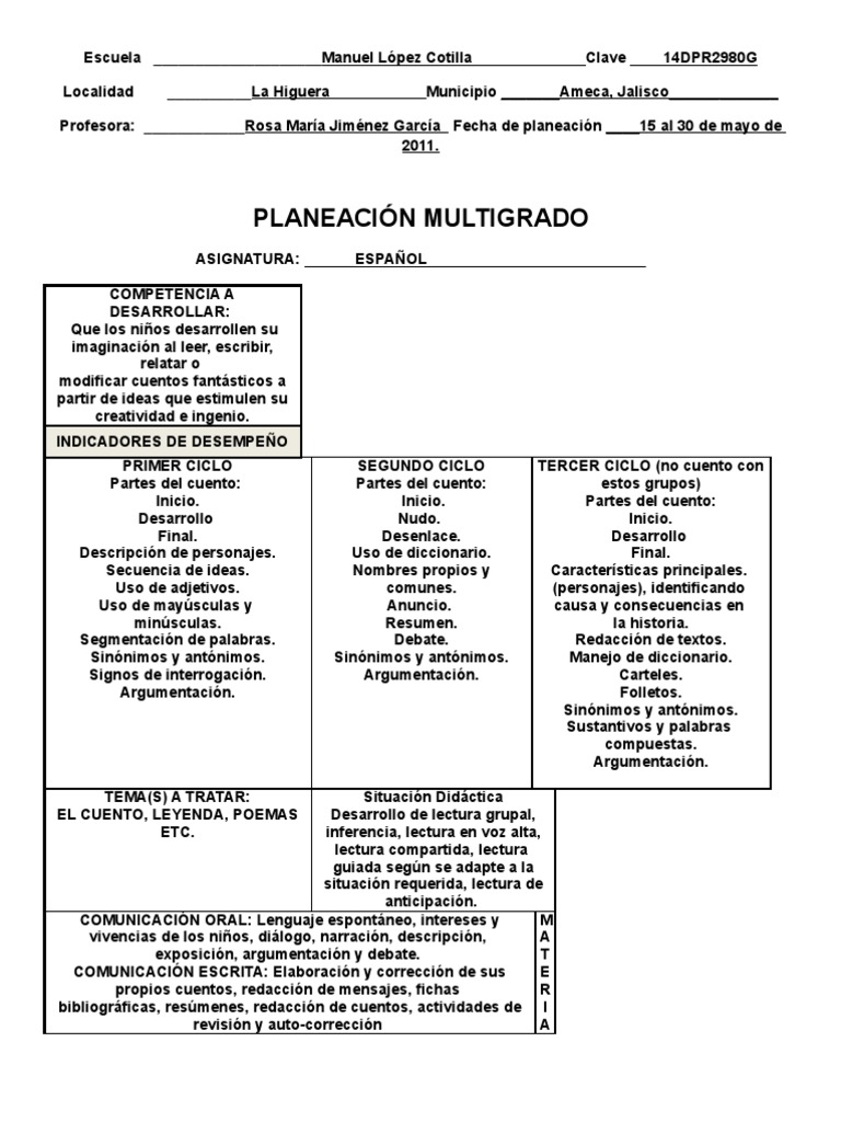 PLANEACION MULTIGRADO