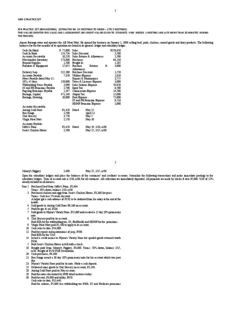 Practice Set Accounting PDF | PDF | Debits And Credits | Expense