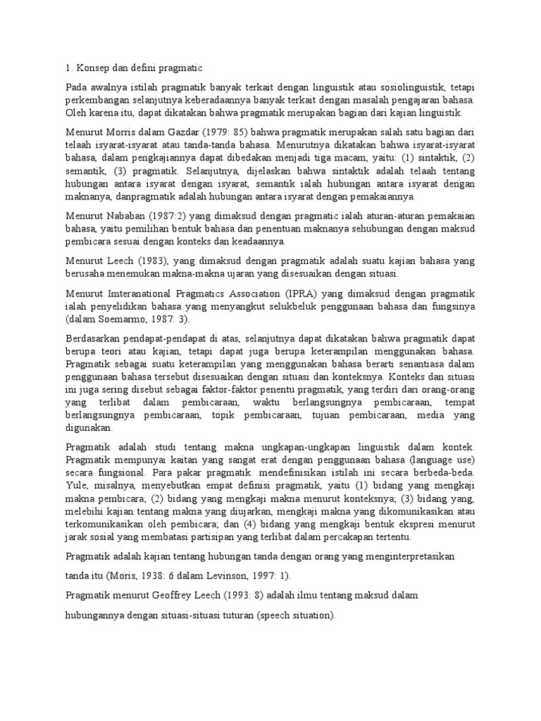 Konsep, Pengertian, Ejarah Pragmatik | PDF Konsep, Pengertian, Ejarah Pragmatik | PDF