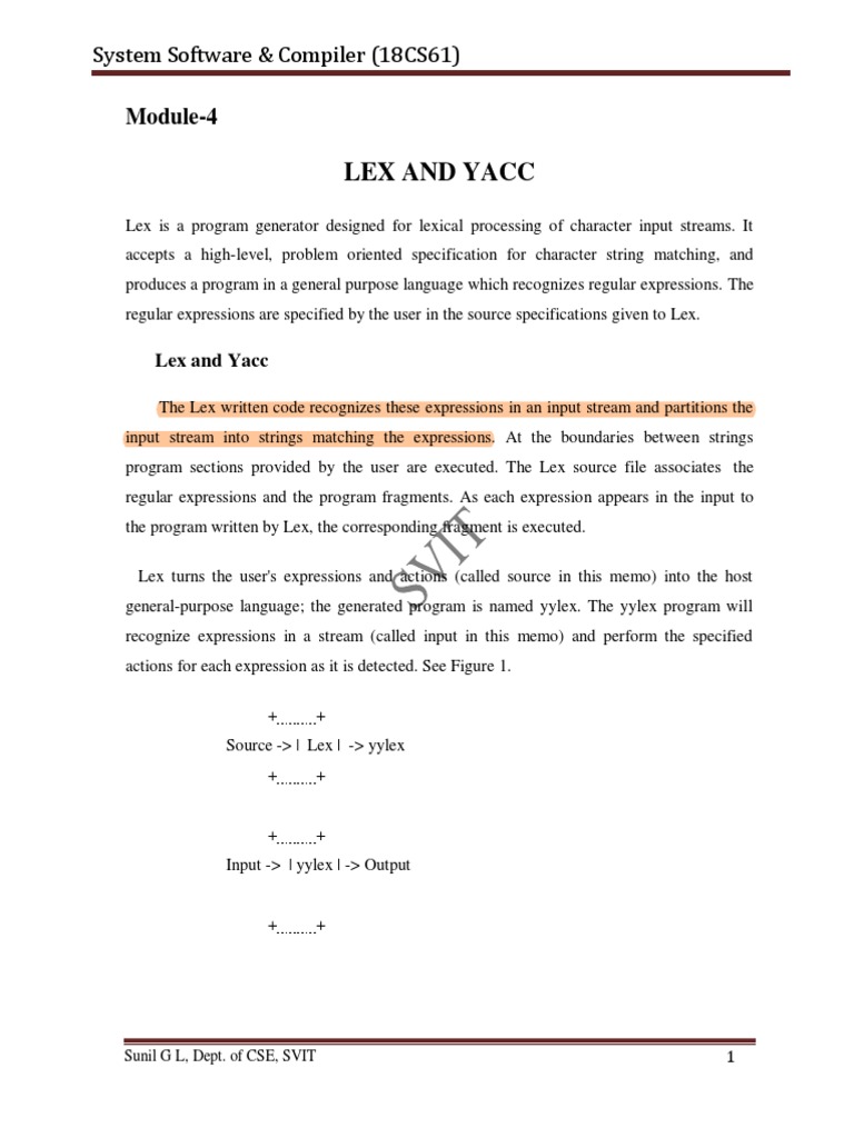 Module-4 Lex Yacc | PDF | Software Engineering | Computer Engineering Module-4 Lex Yacc | PDF | Software Engineering | Computer Engineering