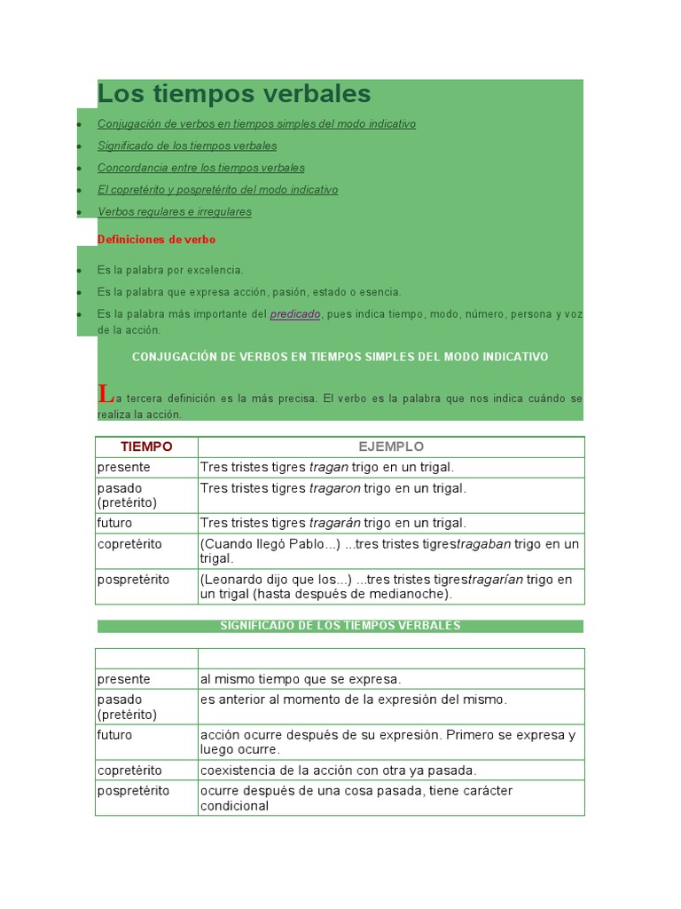 Copretérito y pospretérito en verbos | PDF | Verbo | Conjugación gramatical