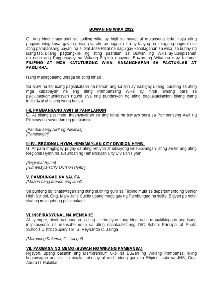 Buwan NG Wika 2022 | PDF