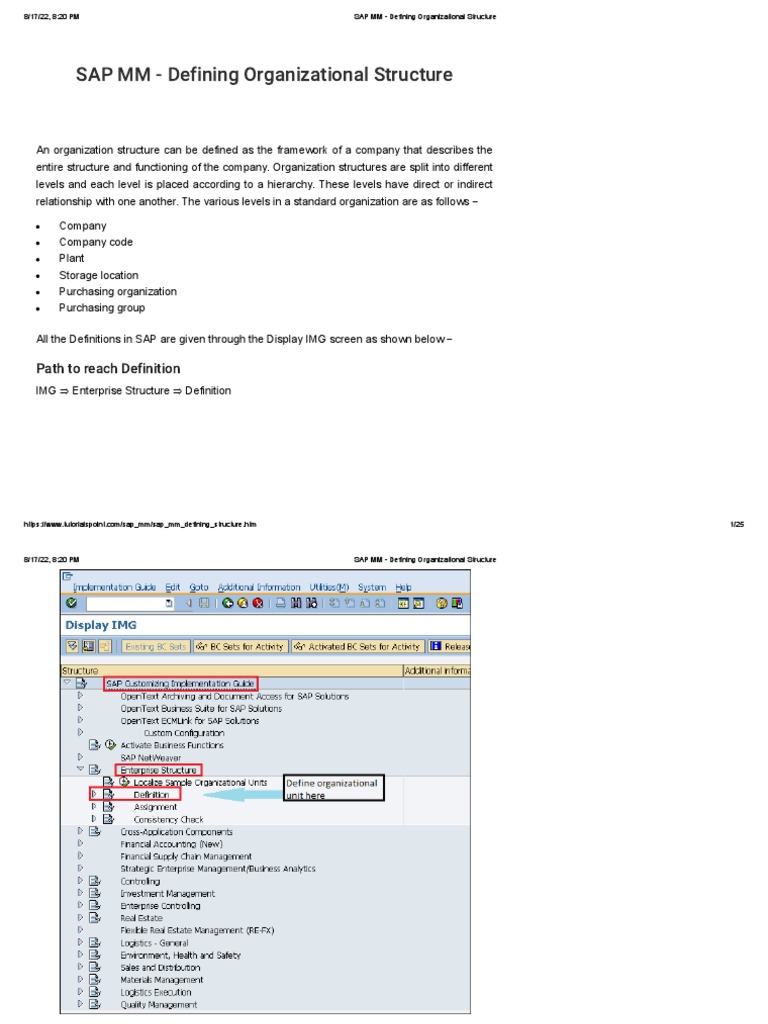 SAP MM - Defining Organizational Structure | PDF | Icon (Computing ...
