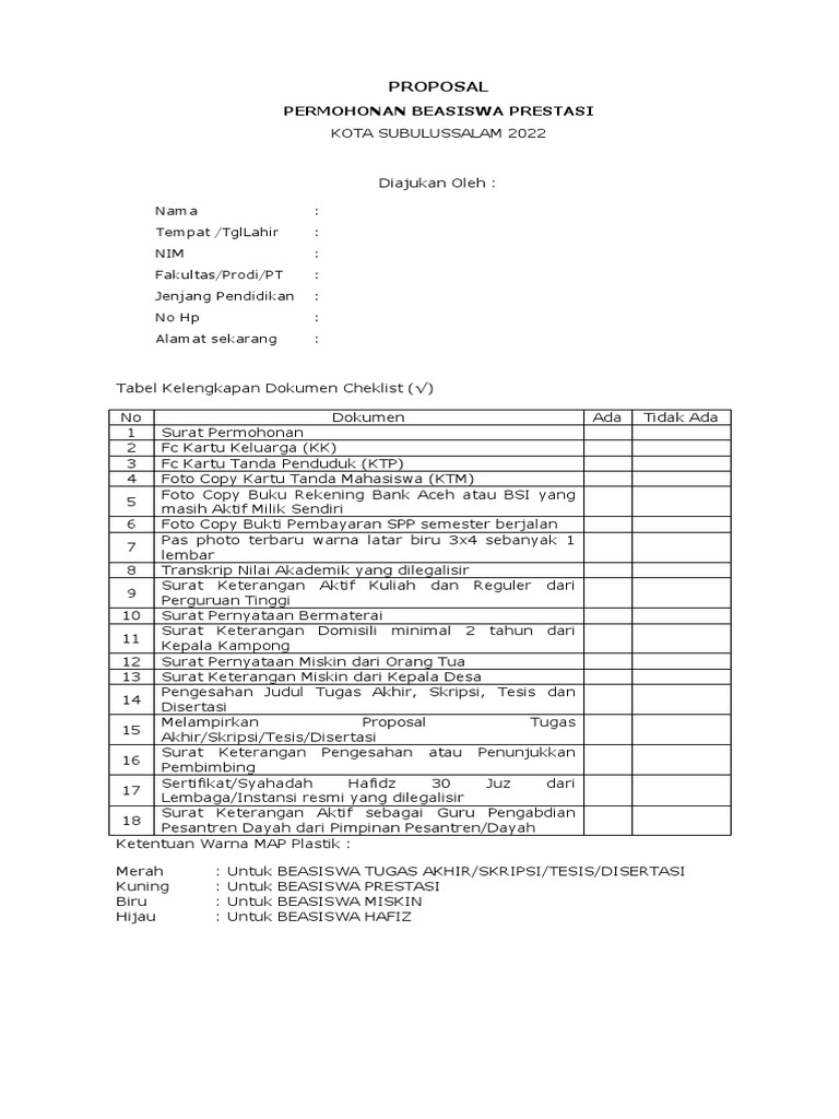 Form Beasiswa 2022 BARU | PDF